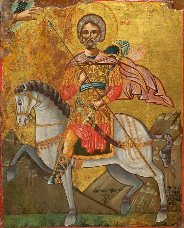 Saint Mina put back to place the limbs of the murdered one ...